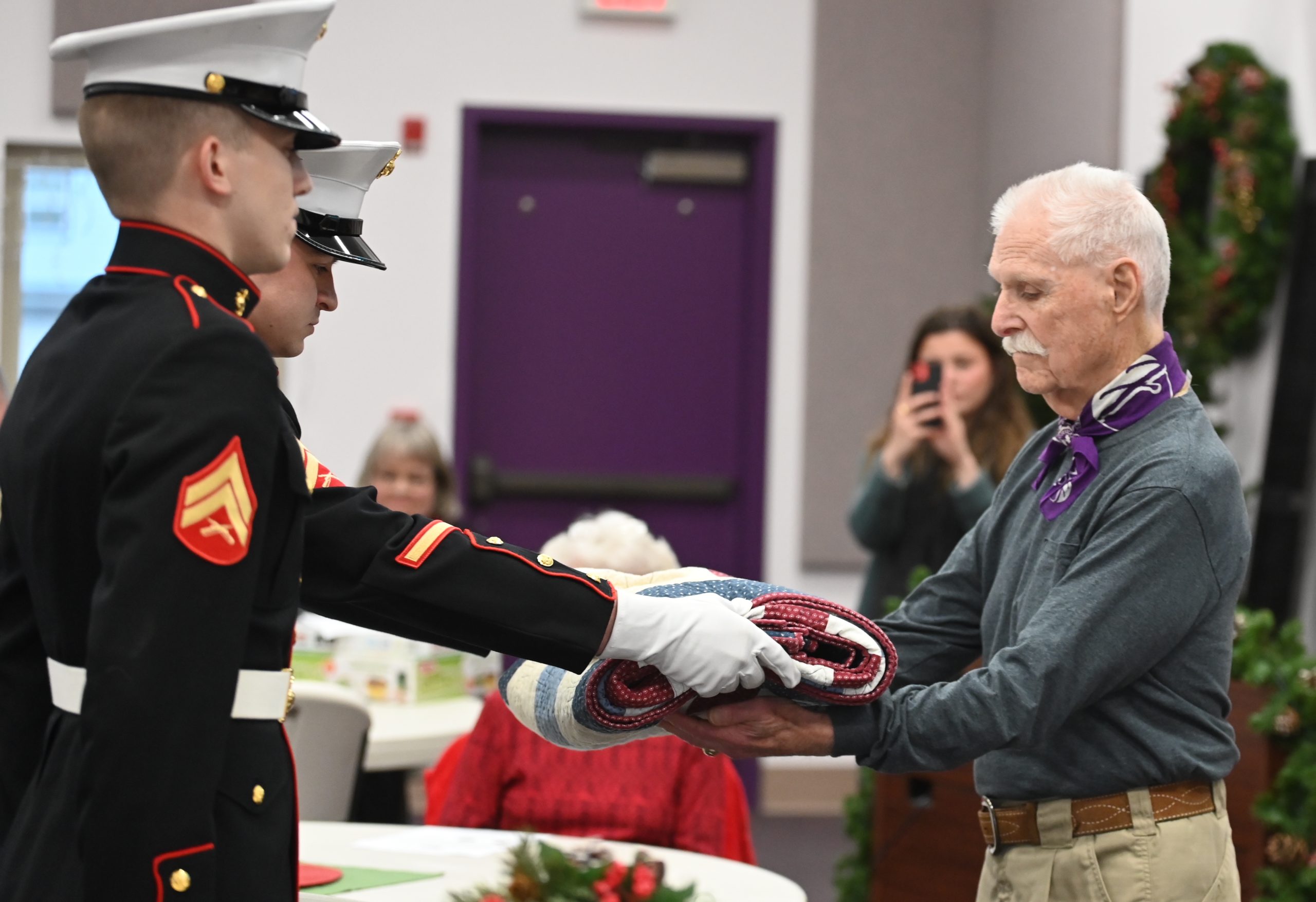 U.S. Marines veteran receives Quilt of Valor during surprise ...